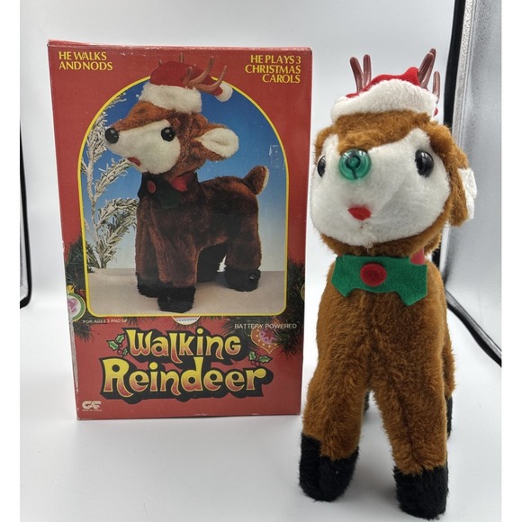 Toys | Vintage Walking Musical Christmas Reindeer Tested Working | Poshmark